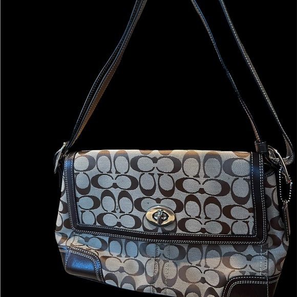 Coach | Bags | Coach Signature Jacquard Turnlock Flap Shoulder Bag ...